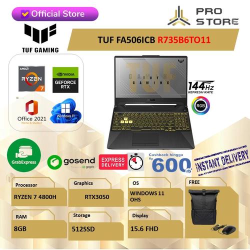 Promo Asus TUF FA506ICB R735B6TO11 RTX3050 Ryzen 7 4800H 8/512SSD FHD ...