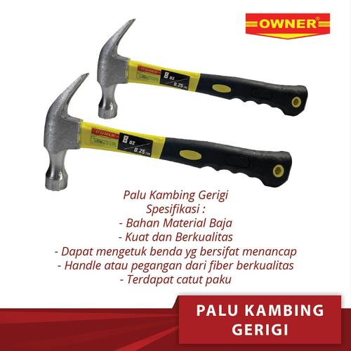 Jual Palu Kambing Gerigi Baja Martil Claw Hammer Gagang Fiber 8 & 6Oz ...