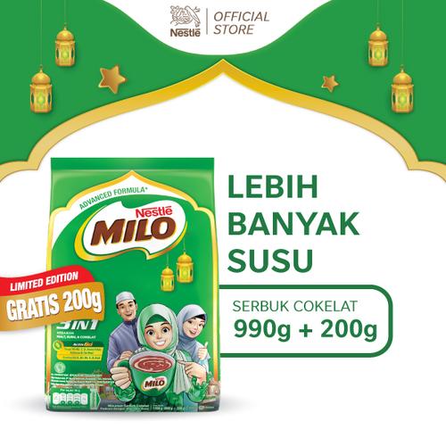 Promo MILO 3in1 ACTIV-GO Susu Coklat Pouch 990g Free 200g - - Nestle ...