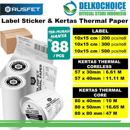 Jual Label & Kertas Thermal Printer Struk Kasir Barcode Resi RUSFET DUS ...