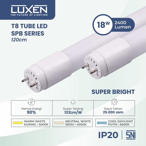 Jual Luxen Lampu TL LED T8 Super Bright 18w 120cm Lampu TL 18 Watt 18w - Putih - Jakarta Selatan ...