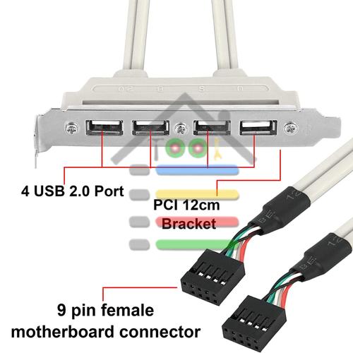 Promo 4 PORT USB EXTENTION SLOT FOR PC DESKTOP 2.0 9PIN REAR BACK PANEL ...