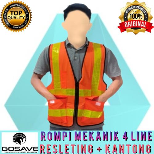 Jual rompi safety kantong Orange / rompi kantong / rompi mekanik Orange ...