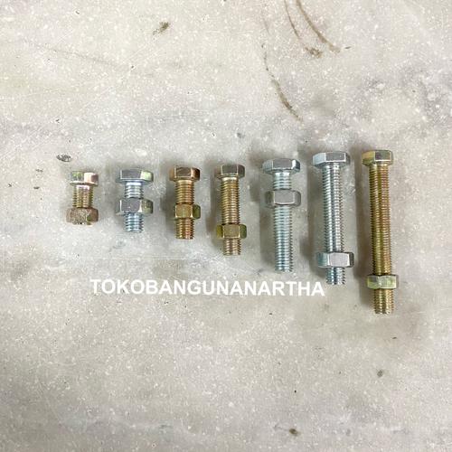 Jual 10 Pcs Baut Mur 10 Drat Halus Kuning Putih Kunci Pas 14 - 10x20 ...