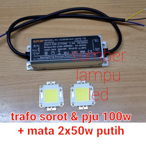 Jual trafo lampu sorot cob 100 watt 100w driver led 100watt + mata 2pc ...