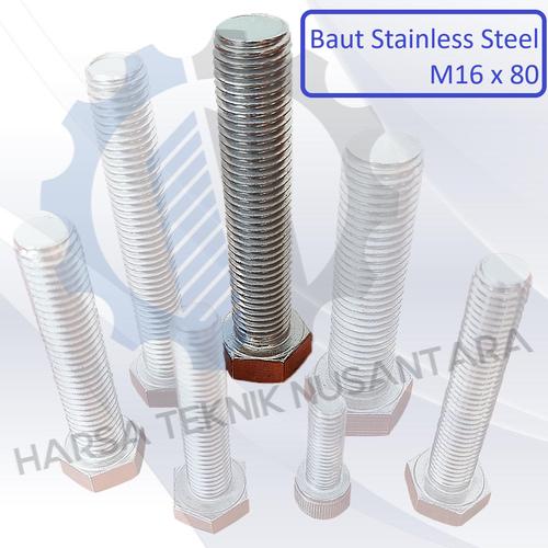 Jual BAUT / BOLT (ONLY) M16 x 80 Stainless Steel 304 A2.70 - Kab ...
