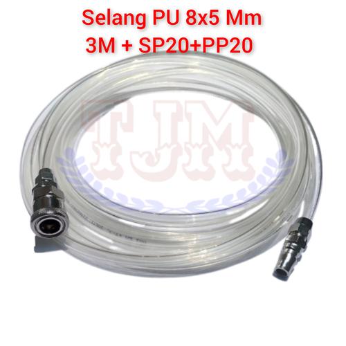Jual Selang Angin Selang PU Hose Bening 3 M Ukuran 8x5 Mm Dan SP20+PP20 ...
