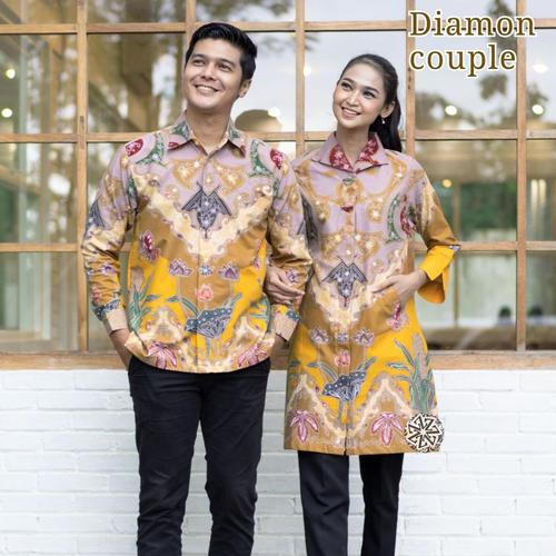 Jual Baju Sarimbit Batik Couple Batik Tulis Kombinasi - Diamon Kuning ...
