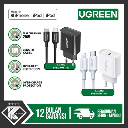 Jual UGREEN iPhone Set Kabel Cas dan Adaptor Wall Charger type C MFi ...