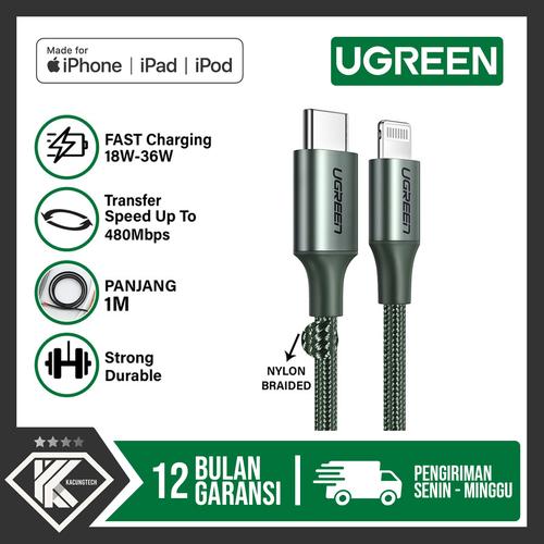 Jual UGREEN Kabel Type C to Lightning Nylon Braided Sertifikasi MFi 1M - Kota Pekanbaru - Kacung ...