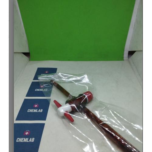 Jual Buret Amber 25mL. Burette Amber glass, Buret Coklat, Teflon kran ...