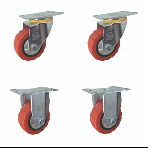 Jual Roda Polyurethane/ PU Merah Kembang ukuran 3 inchi hidup dan mati ...