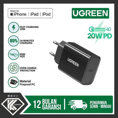 Jual UGREEN Kepala Charger iPhone dan Android Type C MFi Fast Charging 20W - Kota Pekanbaru ...
