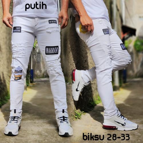Jual Celana Panjang Jeans Sobek Pria Slimfit Emblem Robek Ripped Lutut ...