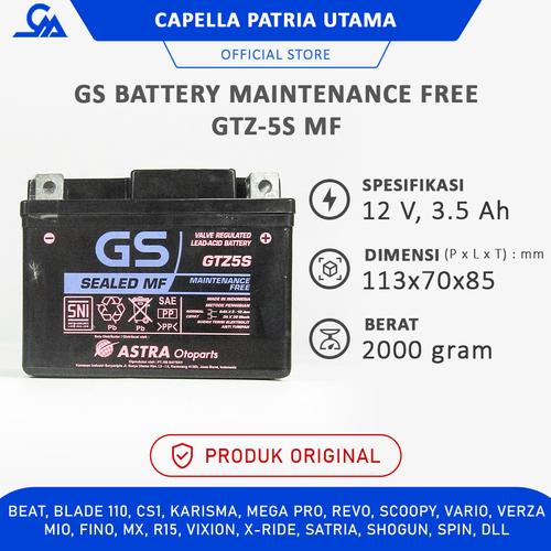 Jual AKI GS ASTRA GTZ-5S / GTZ5S / GTZ5S MF BEAT SUPRA FINO MIO (DELIVERY) - Kota Medan ...