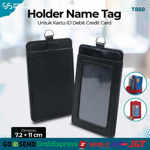 Jual Leather Name Tag Holder Kulit Sintetis Kartu Id Atm Debit Credit ...