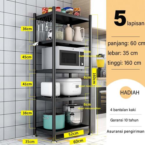 Jual Rak Microwave adjustable Rak Oven 3 susun Stainless steel ...
