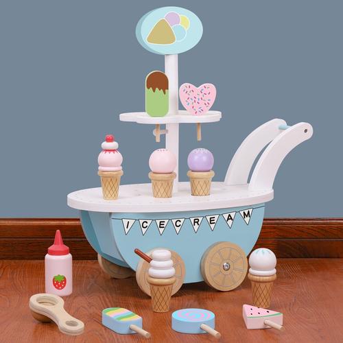 Jual wooden ice cream cart toys, mainan ice cream, mainan ice cream ...