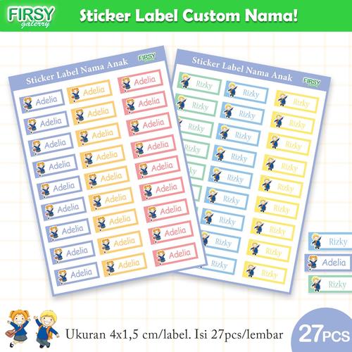 Jual Custom Sticker Label Nama Karakter, Sticker label Colorful A5 ...