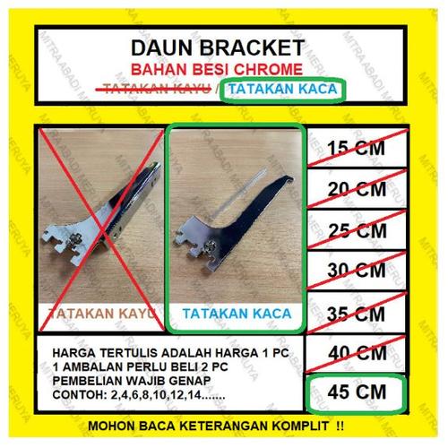Jual Daun Bracket Kaca 45 cm Penyangga Display Kaca Ambalan - Kota ...