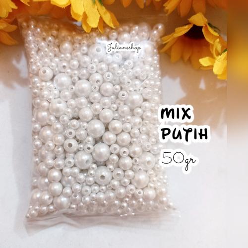 Jual [50 Gram] Manik Mote Ukuran Mix 3/4/5/6/8mm Mutiara Ringan Bulat - MIX BW - Kab. Sleman ...