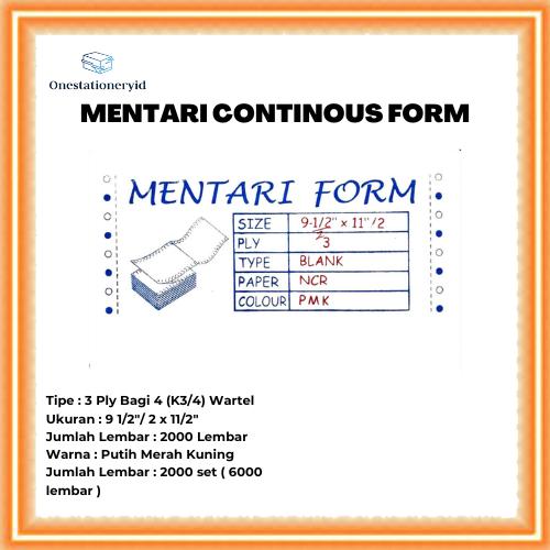 Jual Kertas Continuous/Continous Form 3 Ply Bagi 4 3Rangkap K3/4 Wartel ...