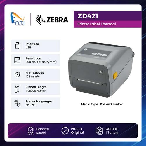 Jual Printer Sticker Label Barcode Zebra ZD421 2in1 Direct USB 300 DPI ...