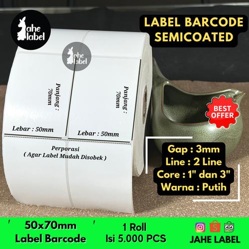 Jual LABEL BARCODE 50 X 70MM SEMICOATED STIKER LABEL 50X70MM - 5000 PCS ...