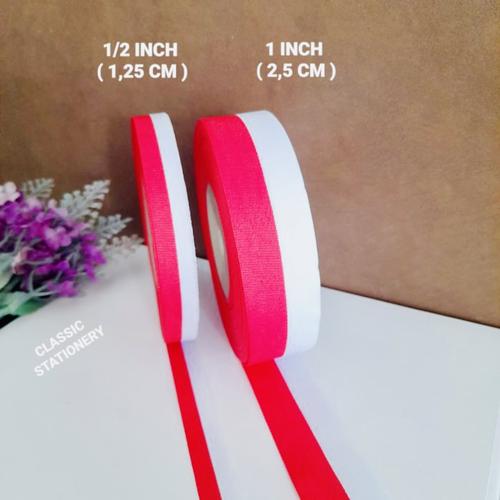 Jual PITA SATIN MERAH PUTIH 1/2 INCH / KAIN PITA SATIN MERAH PUTIH 1/2 ...