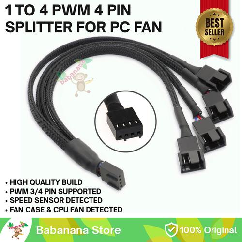 Jual Kabel Splitter Y 1 to 4 PWM Computer Fan 4 pin cable hub 4pin ...
