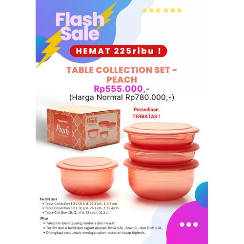 Jual TUPPERWARE TABLE COLLECTION SET PEACH - MANGKOK SAJI KACA - Kota ...