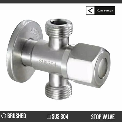 Jual Stop Kran Double / Stop Kran Cabang Stainless drate 1/2 x 1/2 ...