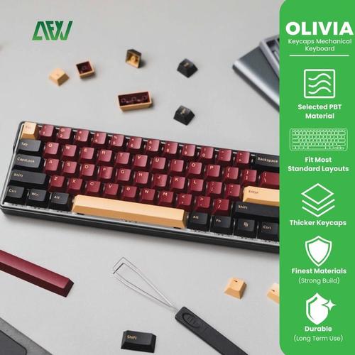 Jual Olivia Keycaps Mechanical Keyboard Pbt Dye Sub Doubleshot Red ...