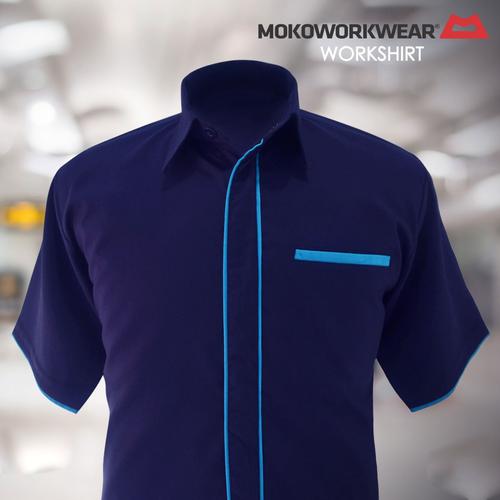 Jual MOKOWORKWEAR UNIFORM OFFICE BLUE / KEMEJA SERAGAM KERJA LAPANGAN ...