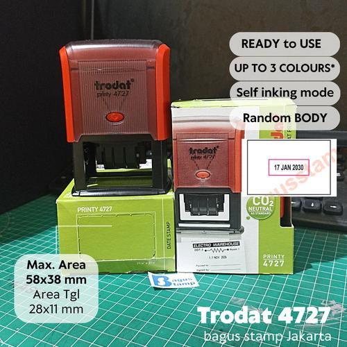 Jual Stempel Warna Otomatis Custom Design Trodat 4727 (Ukuran 60x40 mm) - dengan Tulisan, 3 ...