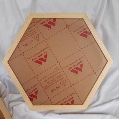 Jual Figura Frame foto Bingkai 3d kayu hexagonal D30cm + kaca akrilik ...