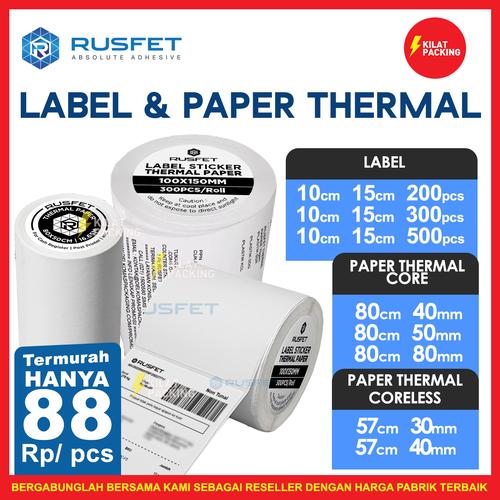 Jual Label Resi Barcode Stiker Thermal Paper Stiker Lebel Label RUSFET ...