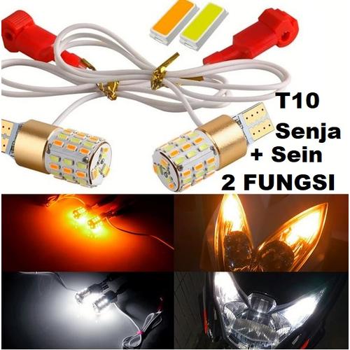 Jual Lampu LED T10 2 FUNGSI WARNA 54 mata 2in1 mode senja sein sen ...