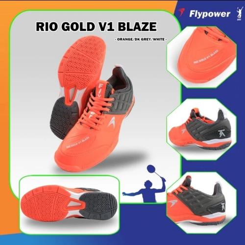 Jual Sepatu badminton flypower rio gold v1 blaze orange grey - Kota ...