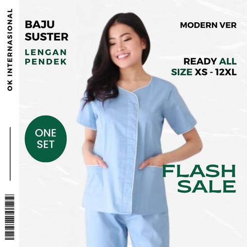 Jual BAJU SUSTER MODERN LENGAN PENDEK JUMBO SETELAN/ SERAGAM NANNY ...