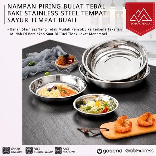 Jual NAMPAN PIRING BULAT MANGKOK TEBAL BAKI STAINLESS TEMPAT SAYUR BUAH ...
