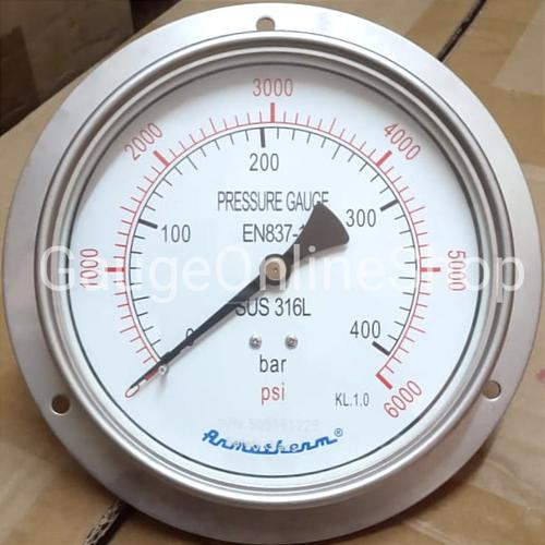 Jual Pressure Gauge Payung 6"/150 mm x 400 Bar (6000 Psi) ALL SS Armatherm - ISI MINYAK ...