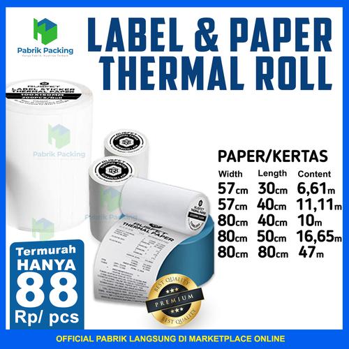 Jual Kertas Struk Kasir Paper Roll Kertas Coreless Thermal Rusfet ...