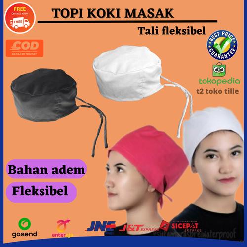 Promo Topi Chef Koki Penutup Kepala Hat Masak Dapur Barista Bahan Katun ...