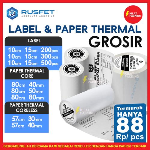 Jual Stiker Thermal Paper Label Resi Barcode RUSFET Stiker Lebel ...