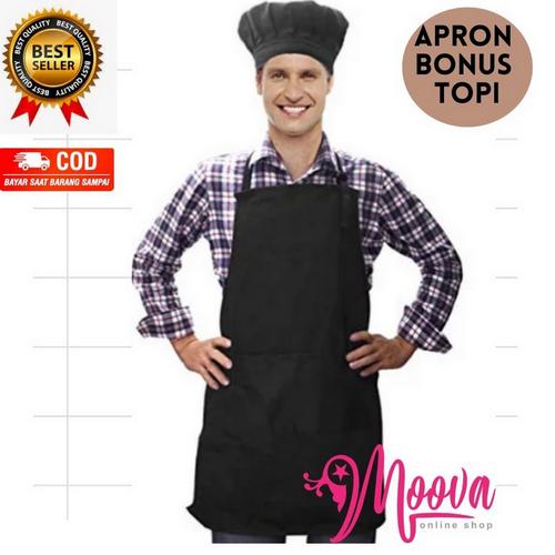 Promo Apron/Celemek 1 Set Topi Chef Dewasa - Putih - Kota Bekasi ...