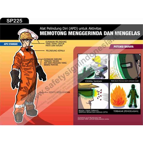 Jual SP225 Poster K3 Safety A2 Blok - APD Cutting Grinding Welding PPE ...