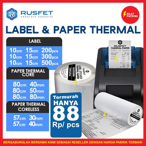 Jual Label Resi Barcode Stiker Label Thermal Paper Stiker Lebel RUSFET ...
