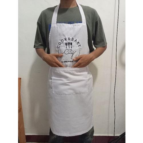 Jual APRON / CELEMEK BORDIR CUSTOM LOGO SATUAN - APRON POLOS, Putih ...