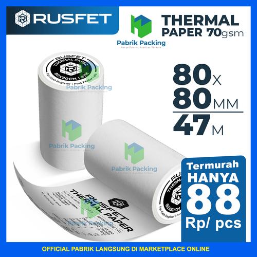 Jual Kertas Struk Kasir Paper Roll Thermal Rusfet Satuan 80x80mm ...